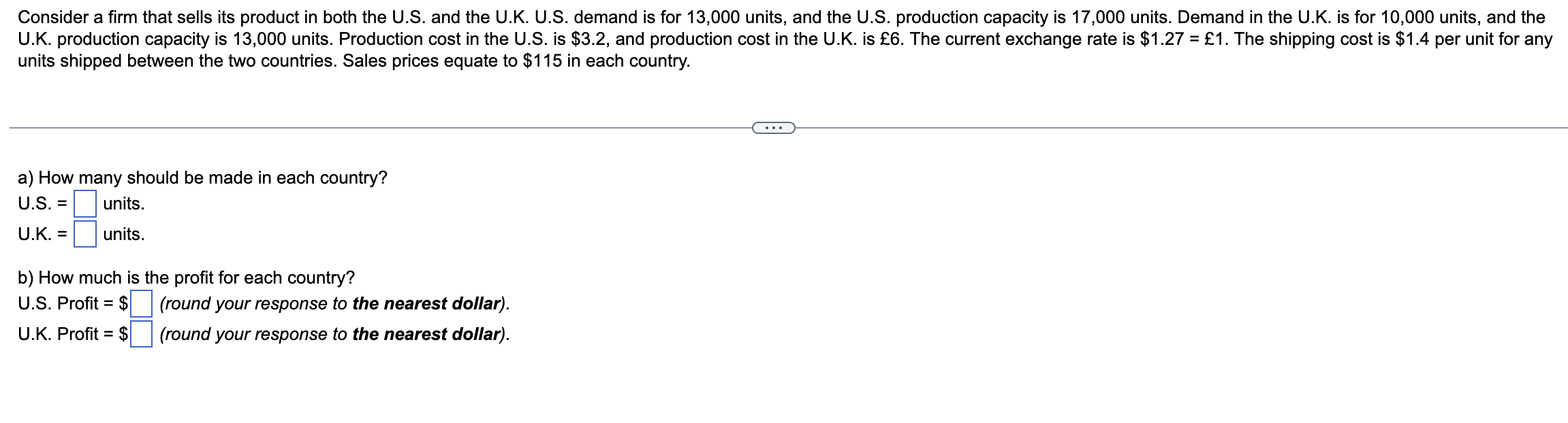 Solved units shipped between the two countries. Sales prices | Chegg.com