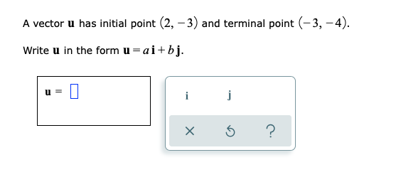 Solved A vector u has initial point (2, -3) and terminal | Chegg.com