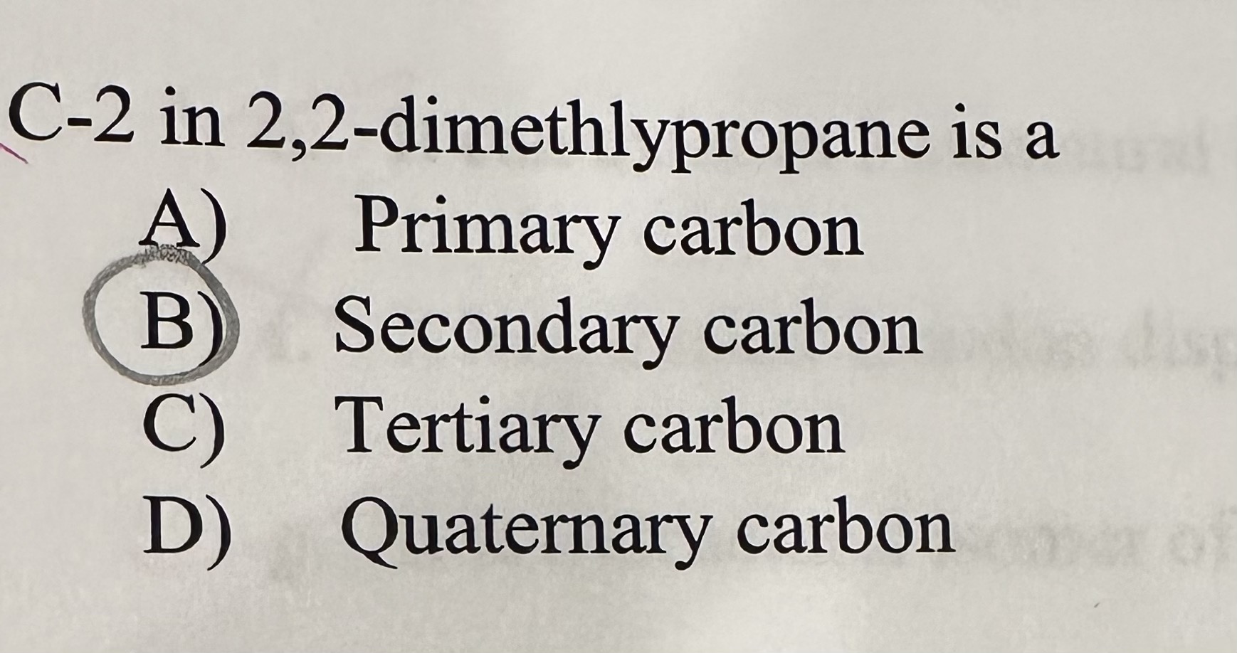 Solved C−2 in 2,2-dimethlypropane is a A) Primary carbon B) | Chegg.com