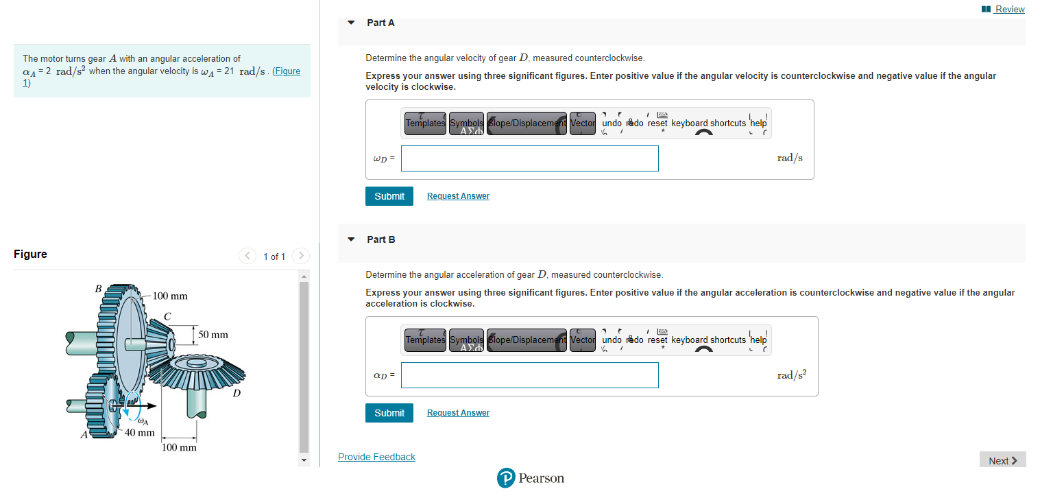 [Solved]: . The motor turns gear ( A ) with an angular ac