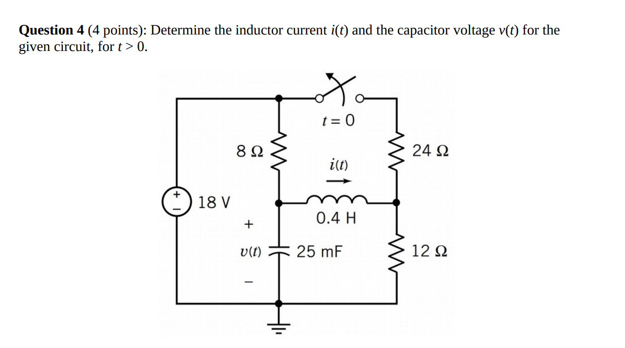 Solved Question 4 (4 points): Determine the inductor current | Chegg.com