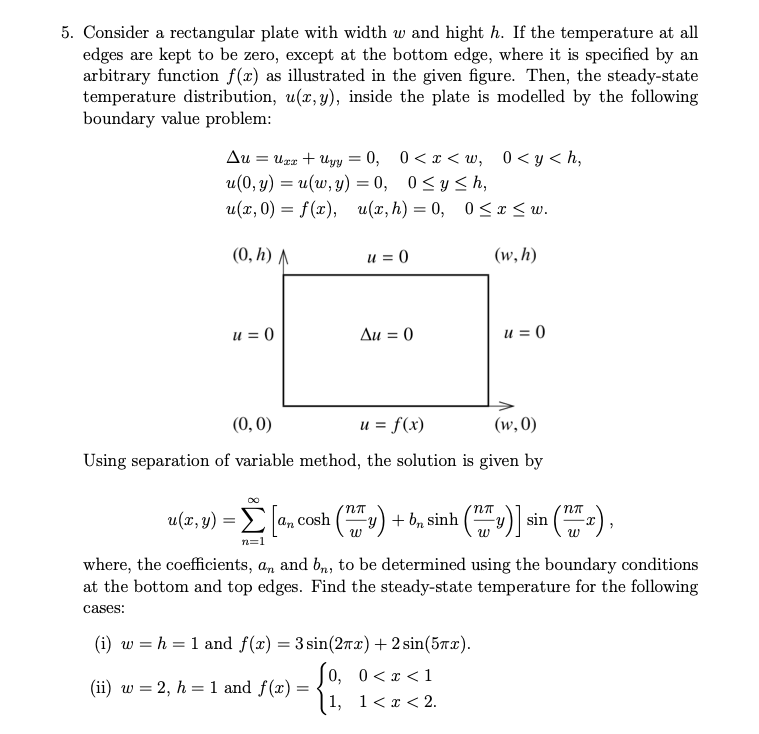 Solved 5. Consider a rectangular plate with width w and | Chegg.com