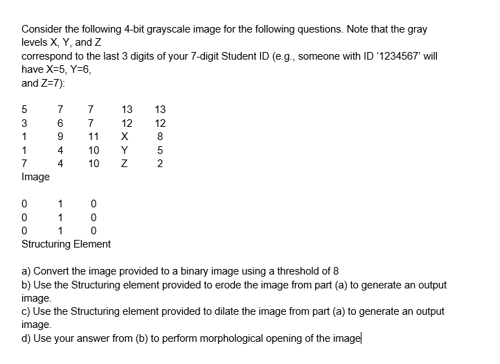 Solved Consider the following 4-bit grayscale image for the | Chegg.com