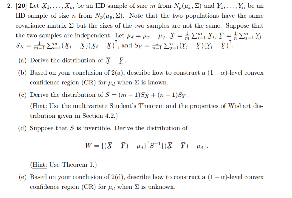 2. [20] Let Xi, , xm be an IID sample of size m from | Chegg.com