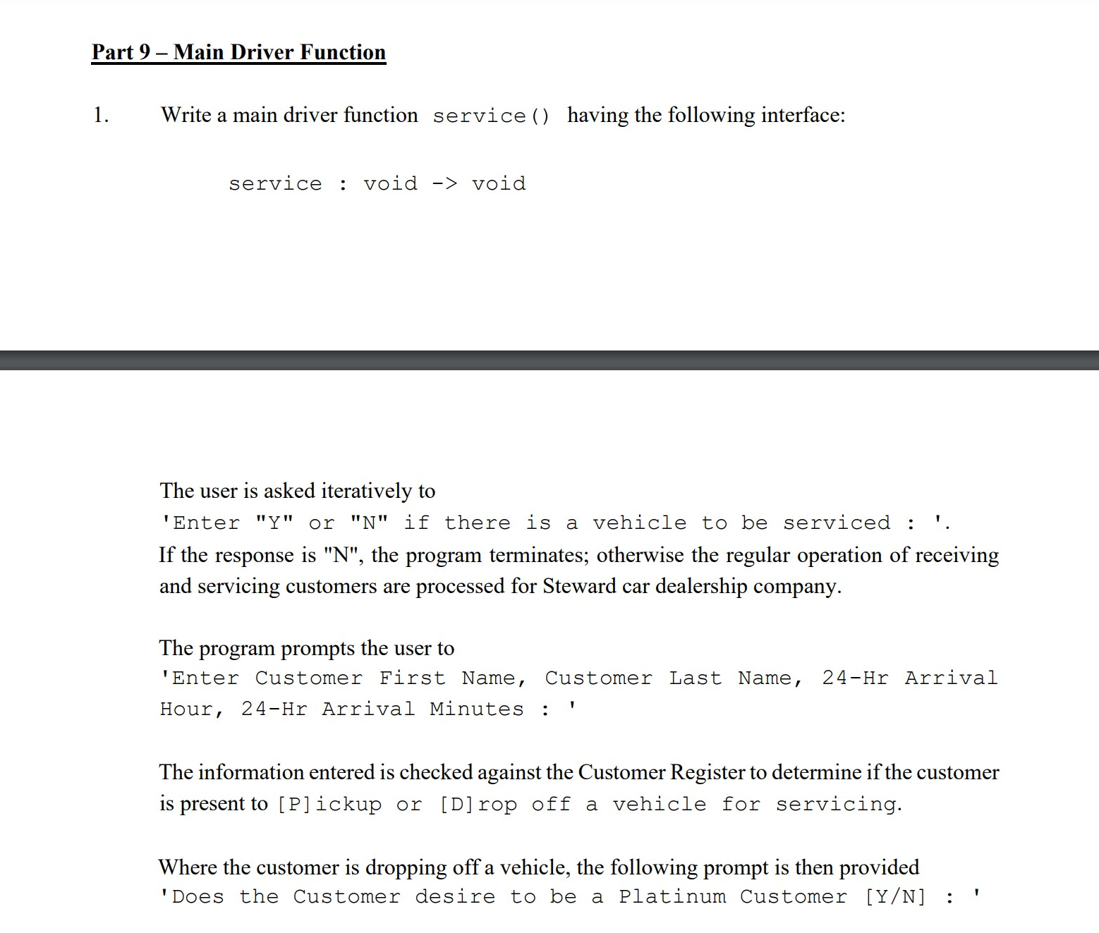 Solved Part 9 - Main Driver Function 1. Write a main driver | Chegg.com