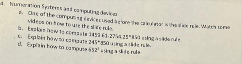 Solved 4. Numeration Systems and computing devices a. One of | Chegg.com