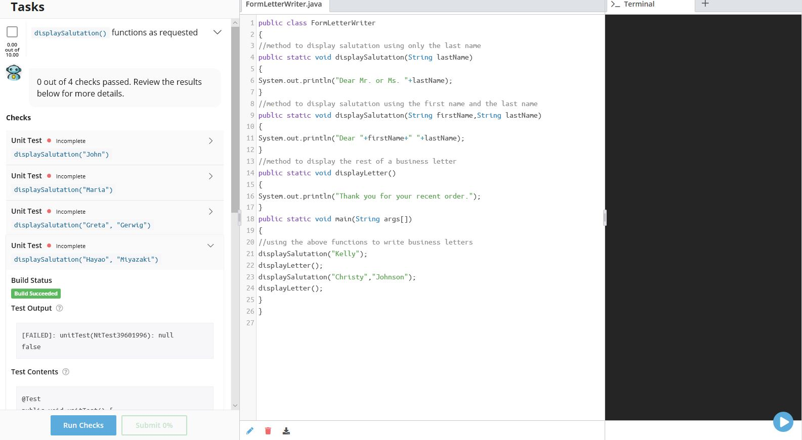 Solved Instructions FormLetterWriter.java Create a class | Chegg.com