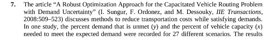 Solved The Article A Robust Optimization Approach For The