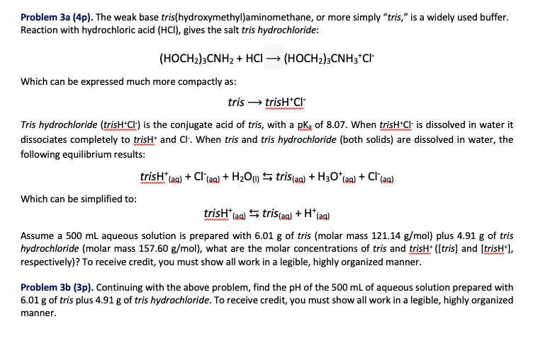 Solved Problem 3a (4p). The weak base | Chegg.com