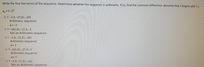Solved Determine whether the sequence is arithmetic. If so, | Chegg.com