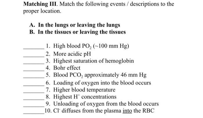 Solved Matching III. Match the following events / | Chegg.com