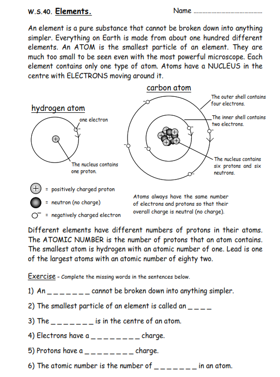 Solved W.S.40. Elements. Name An element is a pure substance | Chegg.com