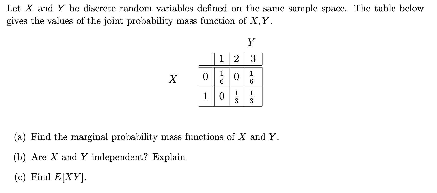 Solved Let X and Y be discrete random variables defined on | Chegg.com