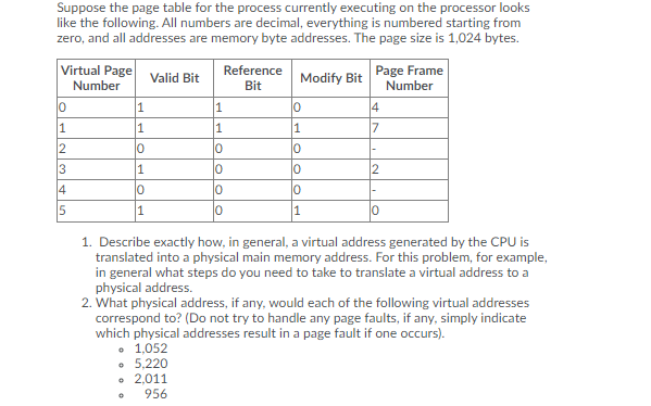 Solved Suppose the page table for the process currently | Chegg.com