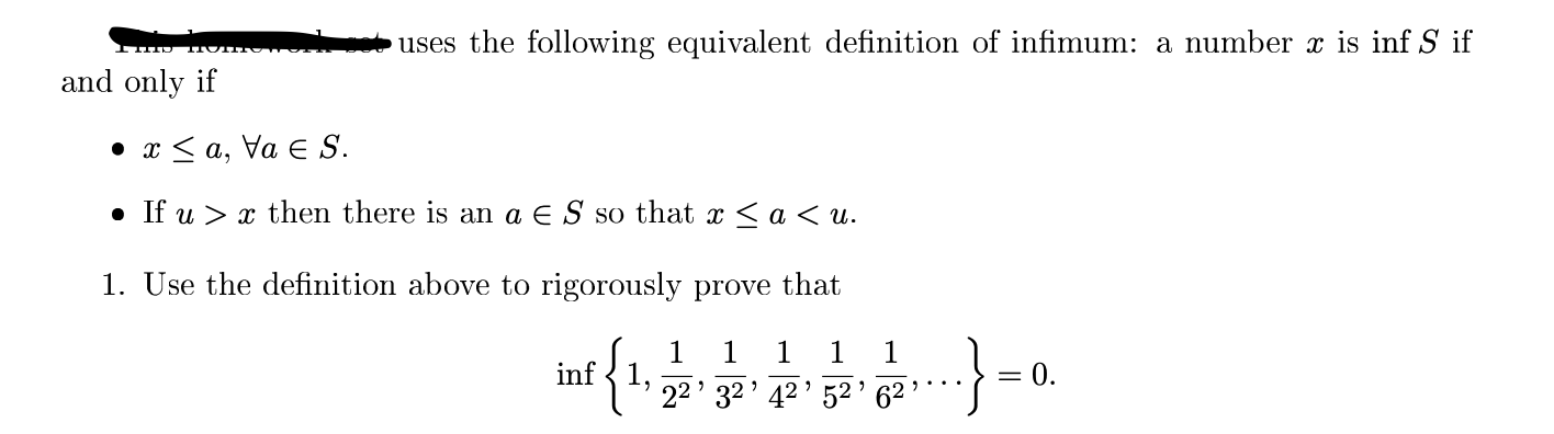 Solved uses the following equivalent definition of infimum: | Chegg.com