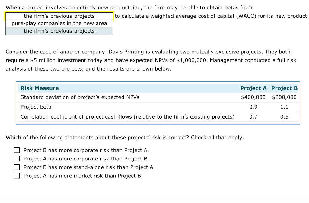 Solved When a project involves an entirely new product line, | Chegg.com