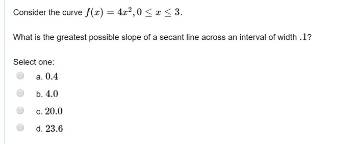 Solved Consider the curve f(x) = 4x2 ,0