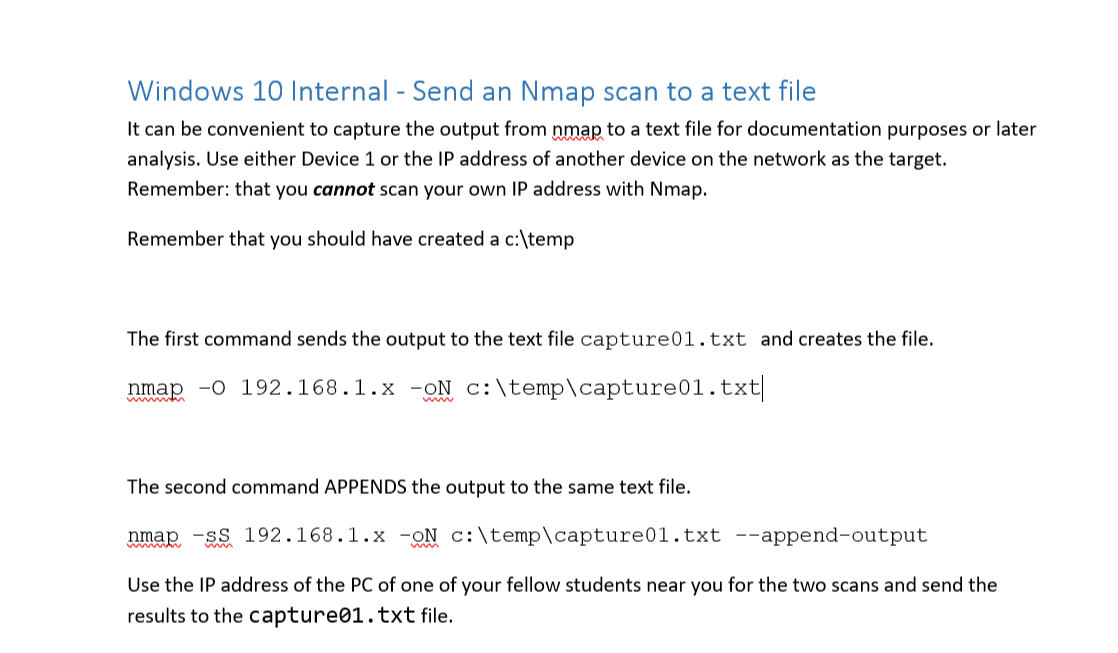 Solved Windows 10 Internal - Send an Nmap scan to a text | Chegg.com