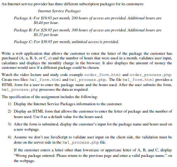 Solved An Internet service provider has three different | Chegg.com
