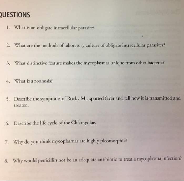 Solved QUESTIONS 1. What is an obligate intracellular | Chegg.com