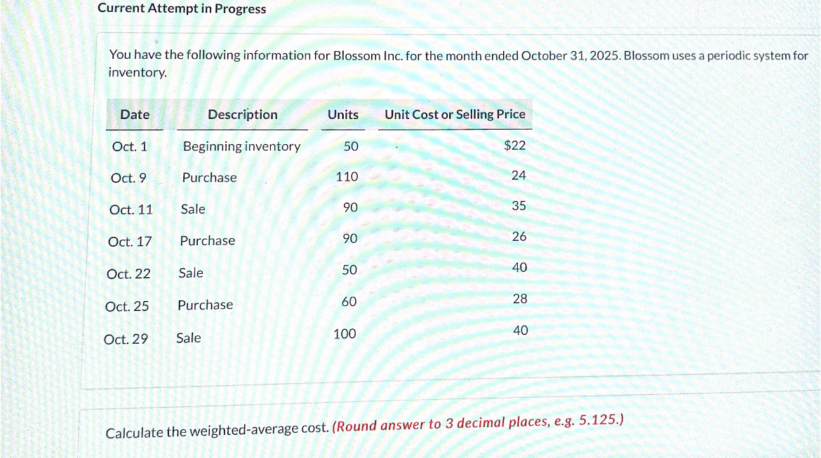 Solved Current Attempt in Progress You have the following | Chegg.com