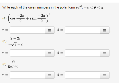 Solved Write each of the given numbers in the polar form | Chegg.com