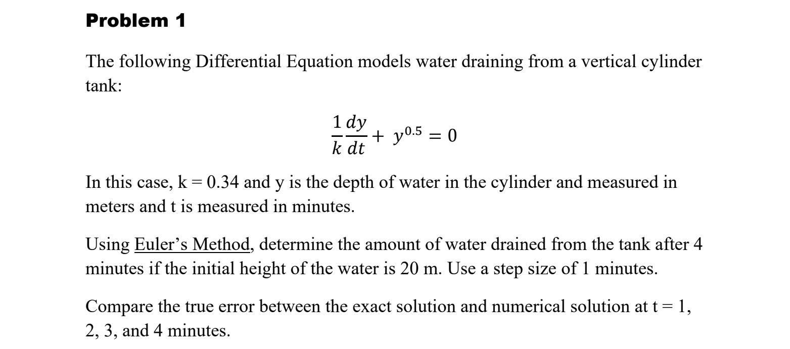Problem 1The following Differential Equation models | Chegg.com