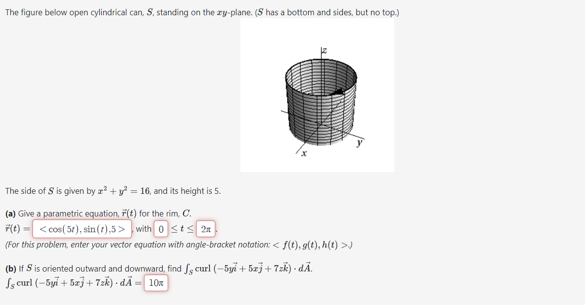 Solved The figure below open cylindrical can, S, ﻿standing | Chegg.com