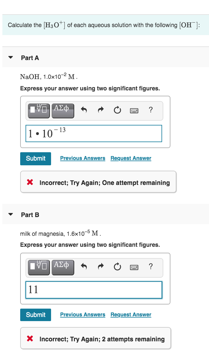 Solved Calculate the [H3O+] of each aqueous solution with | Chegg.com