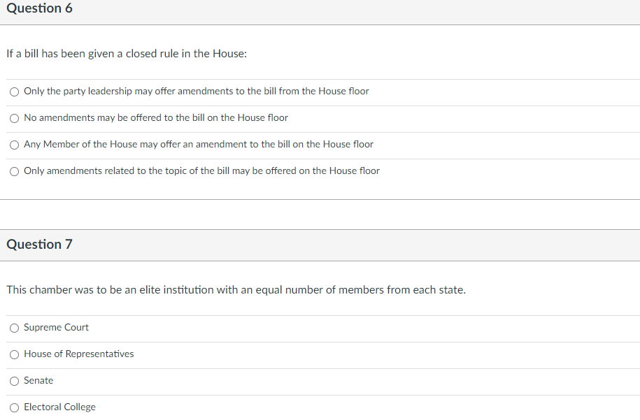 Solved Question 6 If a bill has been given a closed rule in | Chegg.com