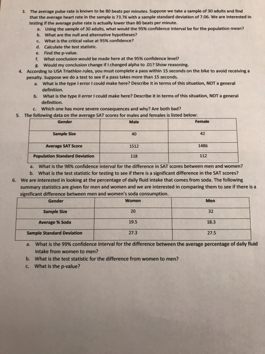 Solved The average pulse rate is known to be 80 beats per | Chegg.com
