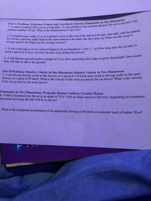 Solved Kinematies in One Dimen coin initially at the | Chegg.com