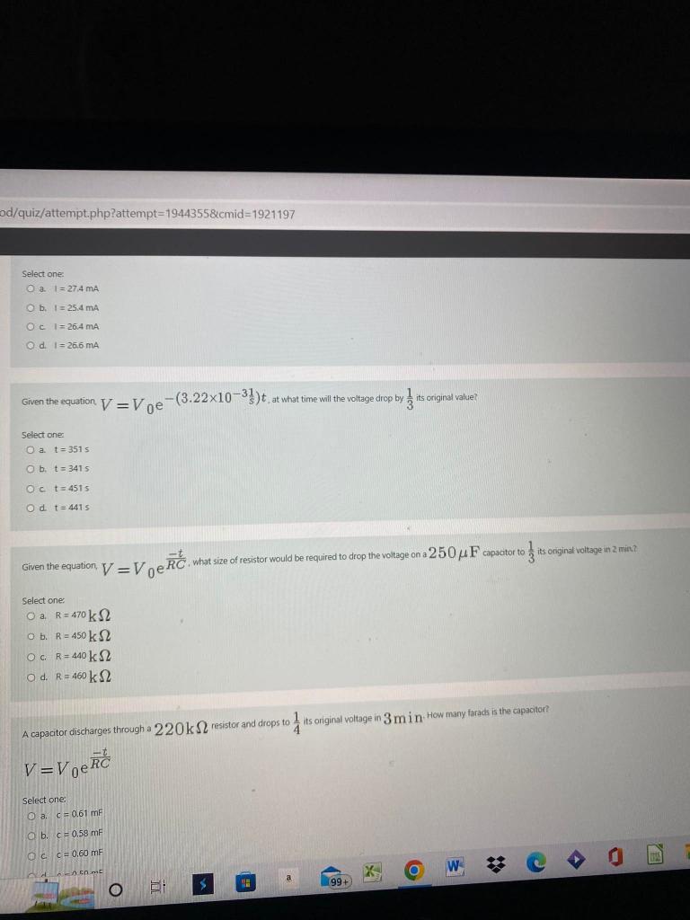 Solved a. 1=27,4 mA b. 1=25.4ma c. 1=26.4 mA d. 1=26.6 mA | Chegg.com