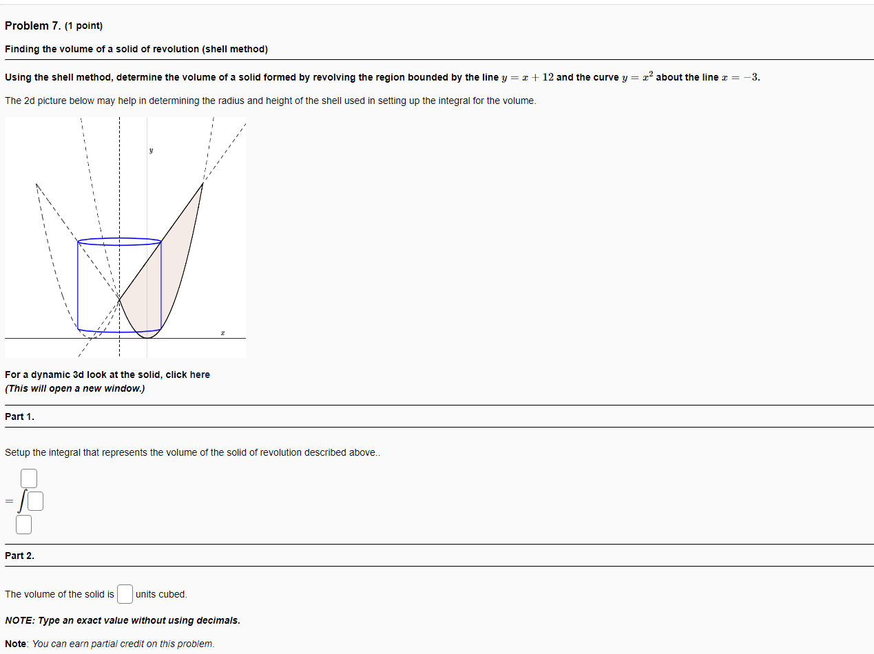 Solved Using The Shell Method Determine The Volume Of A