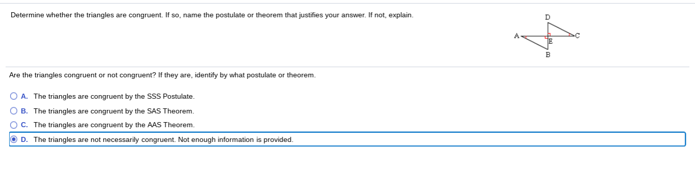 Solved Determine whether the triangles are congruent. If so, | Chegg.com