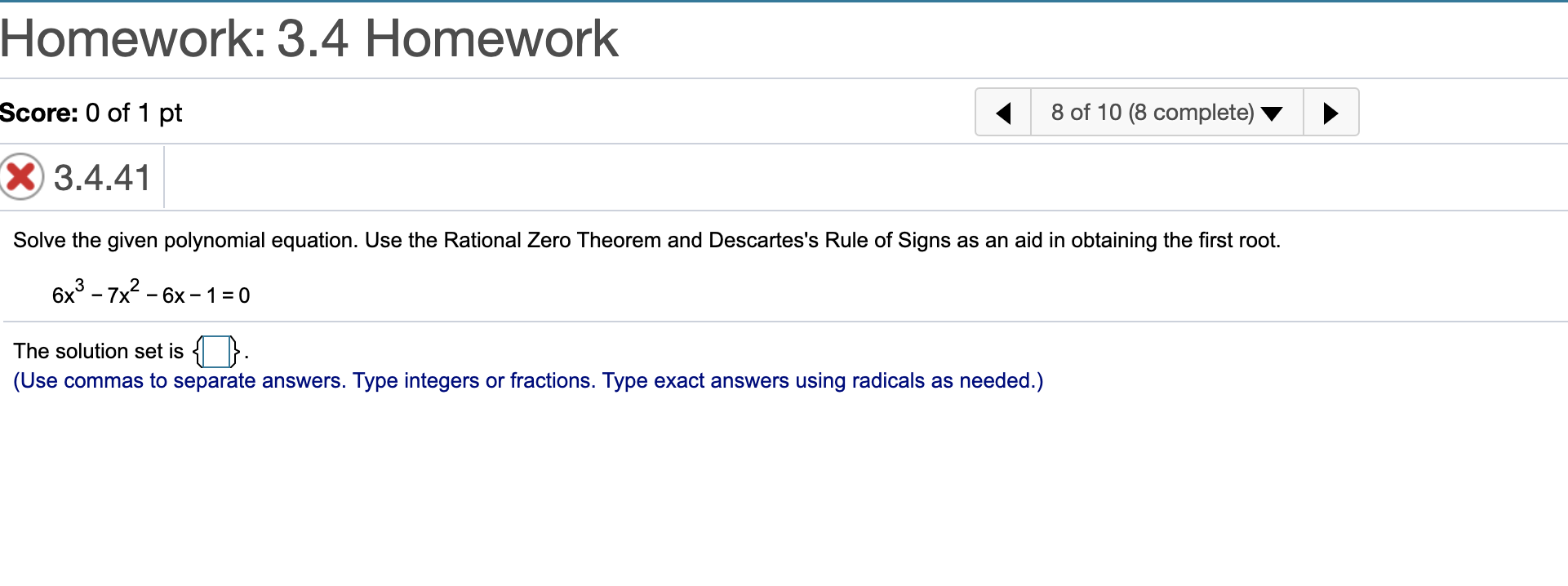 Solved Homework 3 4 Homework Score 0 Of 1 Pt X 3 4 41 8 Of