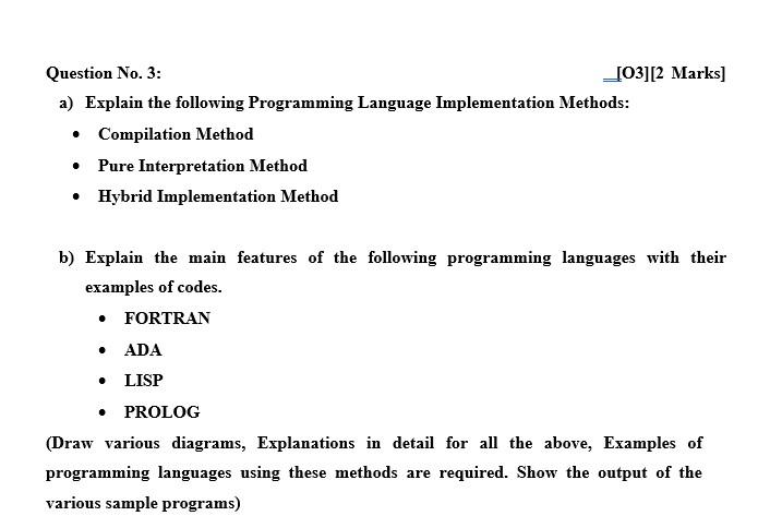 Solved Question No. 3: [O3][2 Marks] a) Explain the | Chegg.com