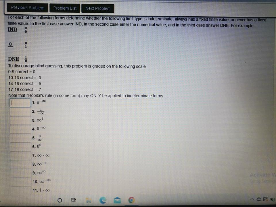 Solved Previous Problem Problem List Next Problem For each | Chegg.com