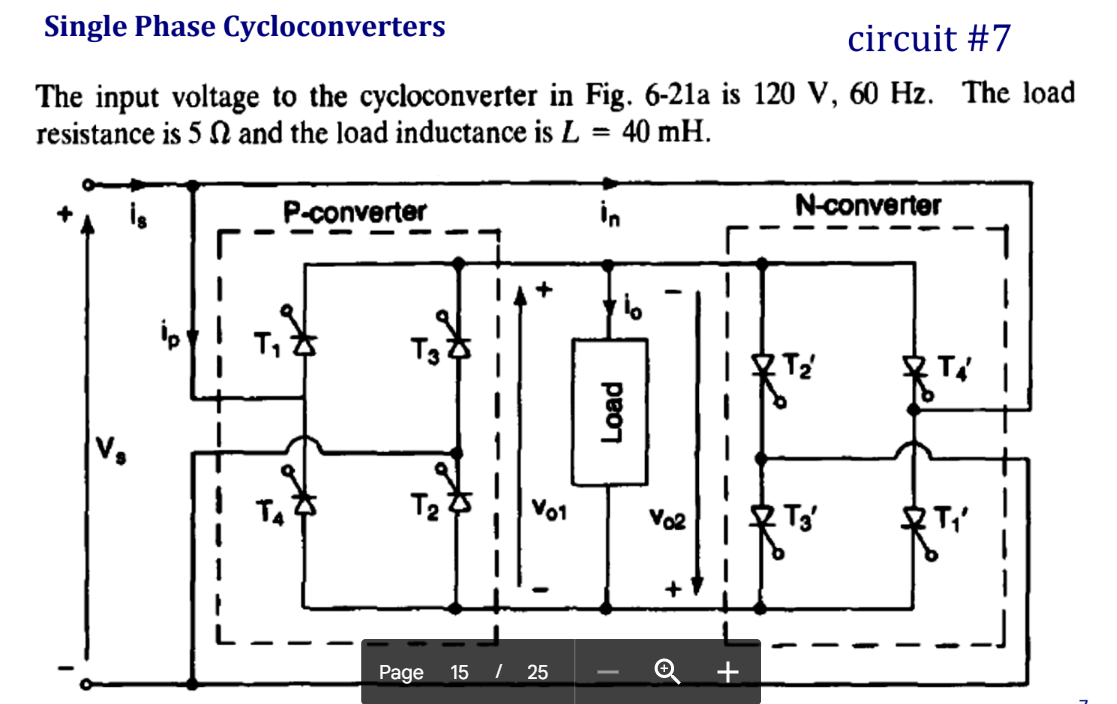 Solved Single Phase Cycloconverters circuit \#7 The input | Chegg.com