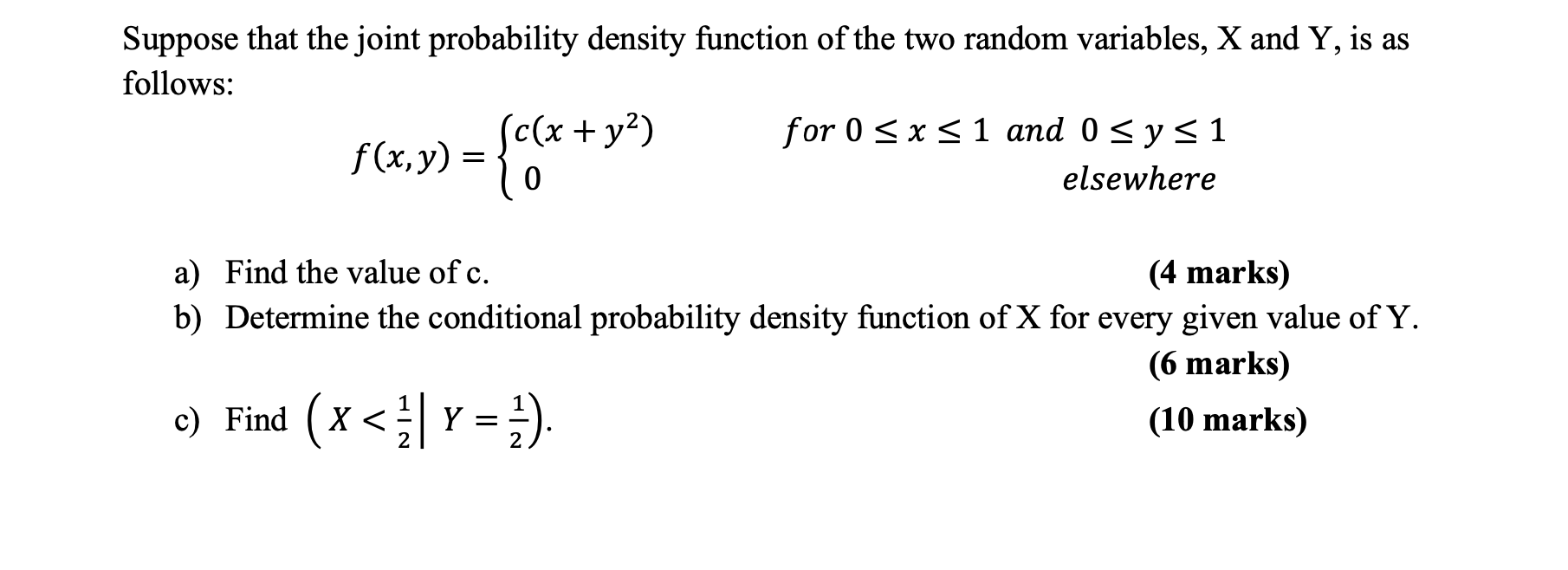 Solved Suppose that the joint probability density function | Chegg.com