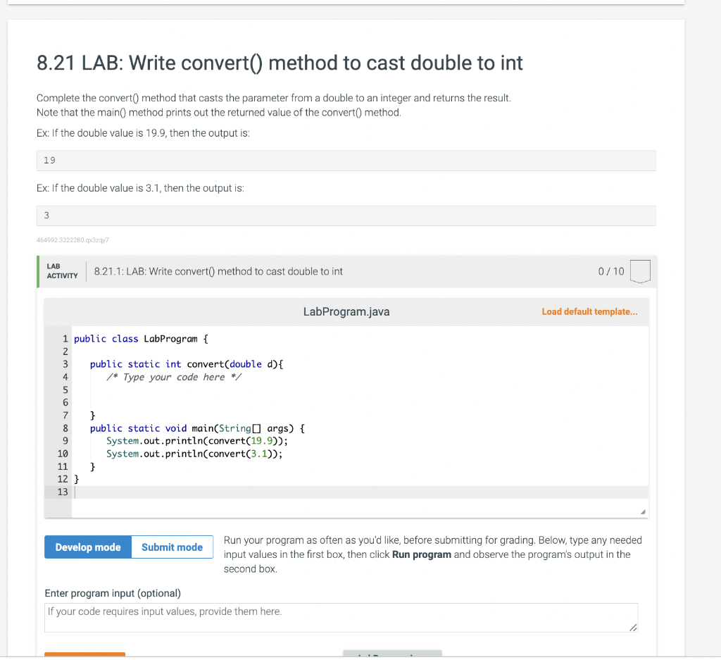 Solved Complete the convert() method that casts the | Chegg.com