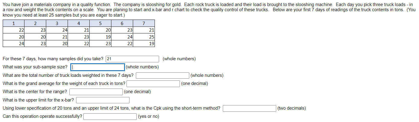 Solved You have join a materials company in a quality | Chegg.com