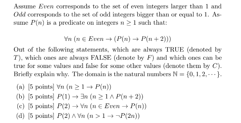 Assume Even corresponds to ﻿the set of ﻿even integers | Chegg.com