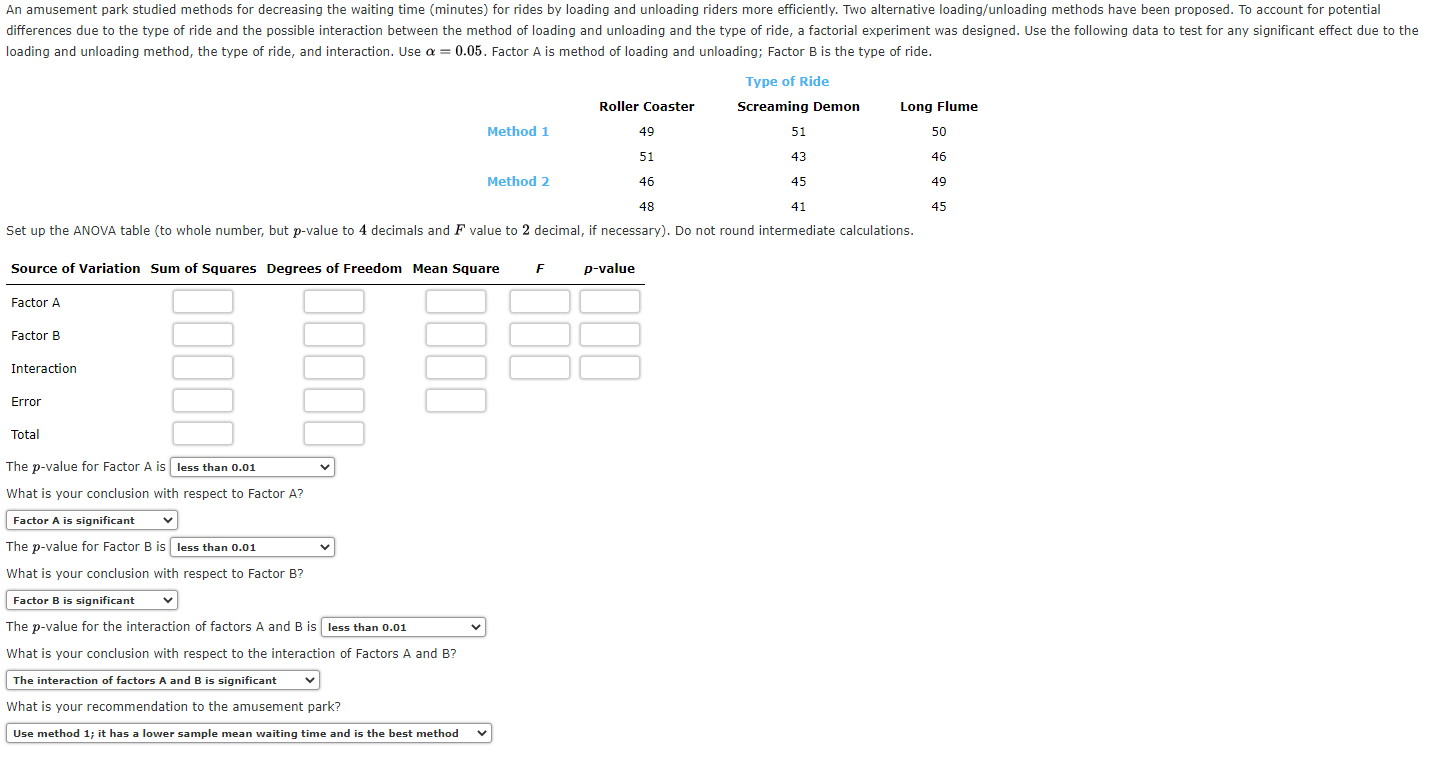 Solved loading and unloading method, the type of ride, and | Chegg.com