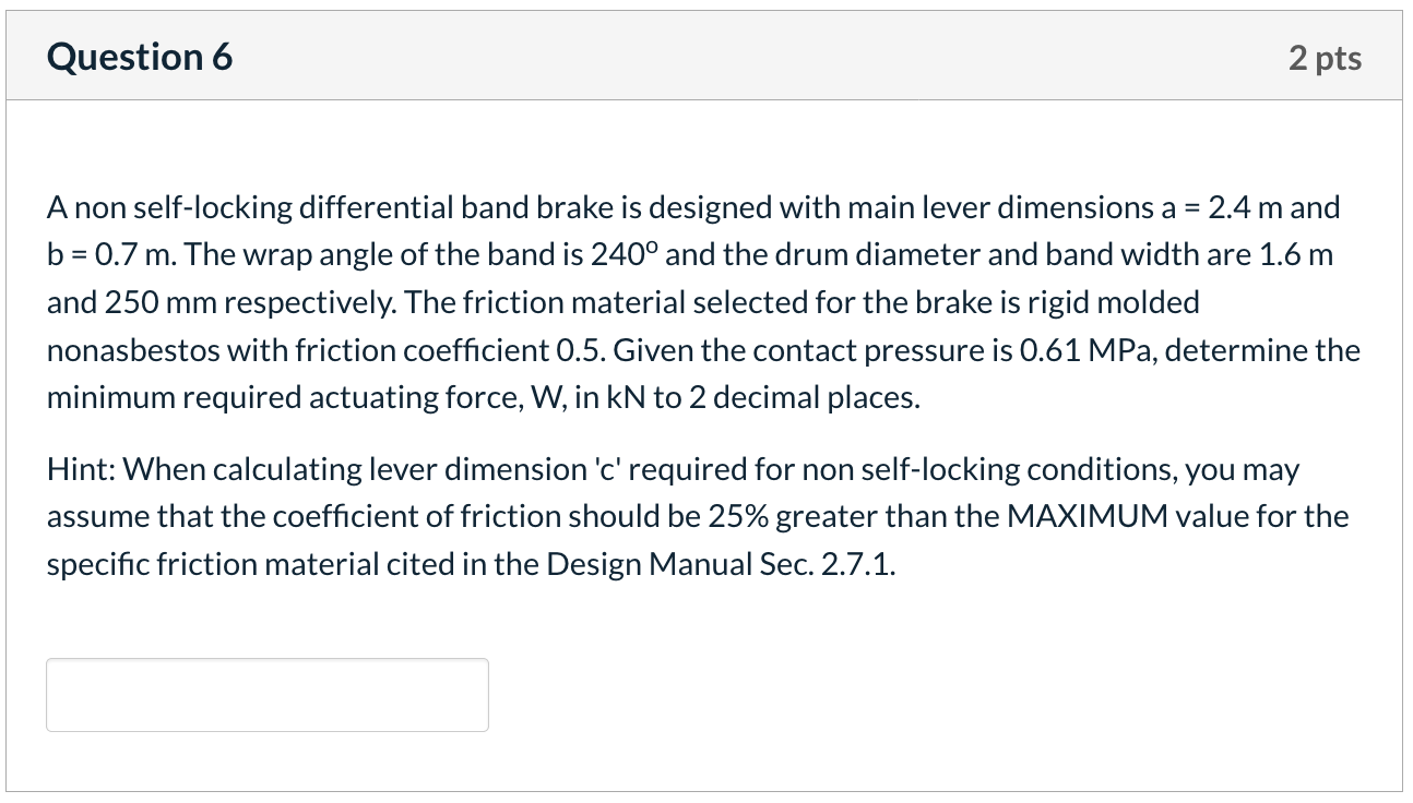 Solved A non self-locking differential band brake is | Chegg.com
