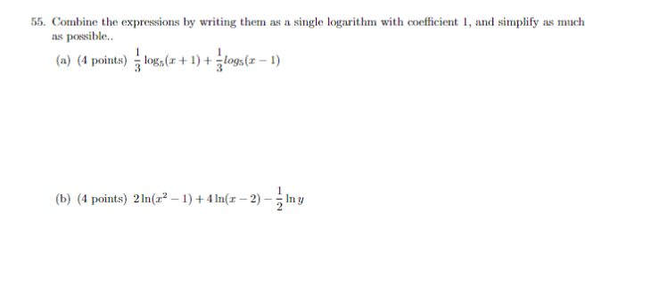 Solved 55. Combine the expressions by writing them as a | Chegg.com