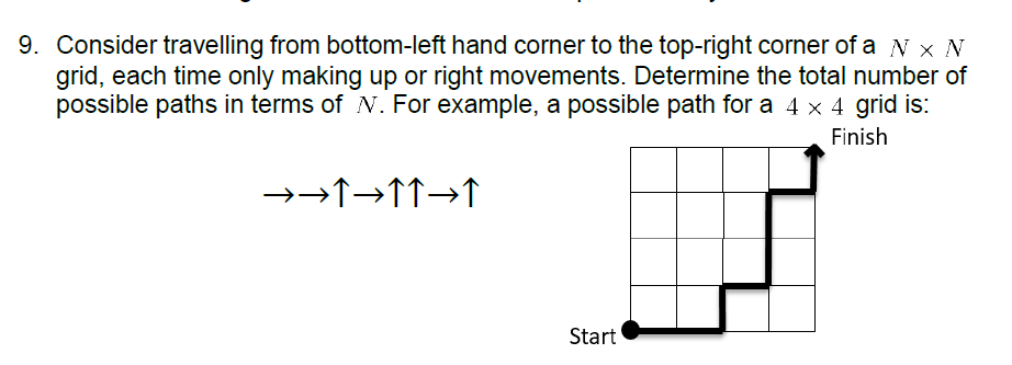 Solved 9. Consider travelling from bottom-left hand corner | Chegg.com