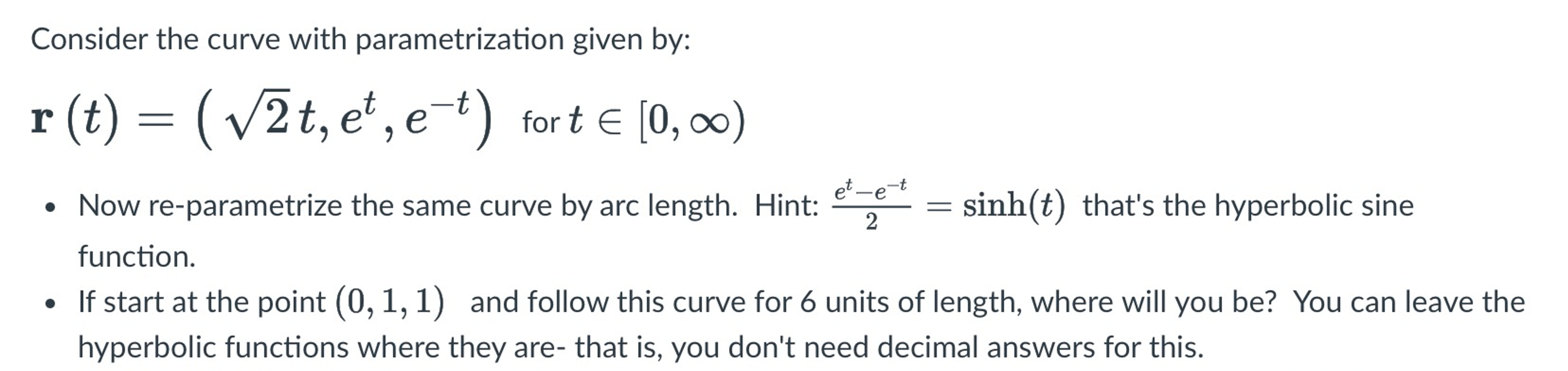 Solved Consider the curve with parametrization given | Chegg.com