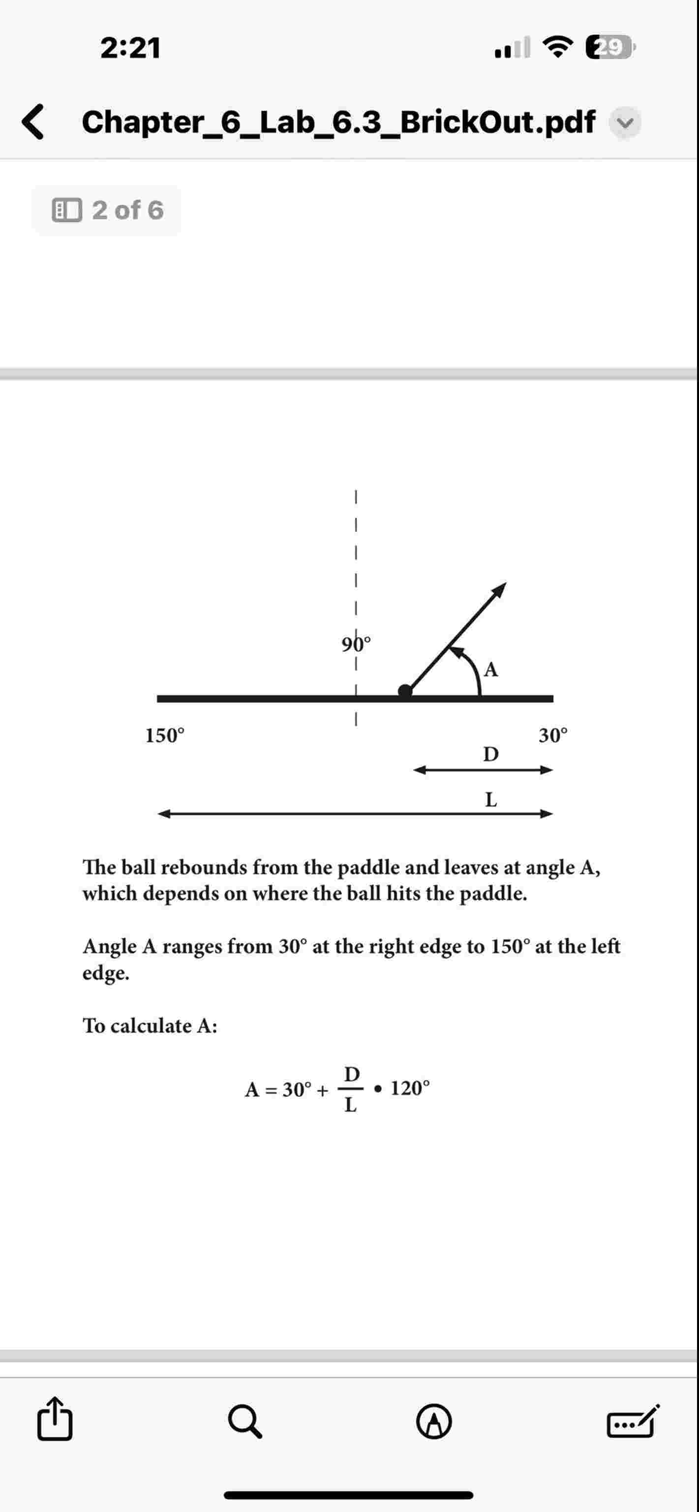 Solved 2:21Chapter6?Lab6.3?BrickOut.pdf2 of 6The ball | Chegg.com