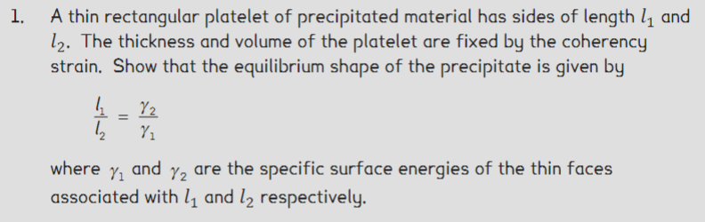 Solved A thin rectangular platelet of precipitated material | Chegg.com